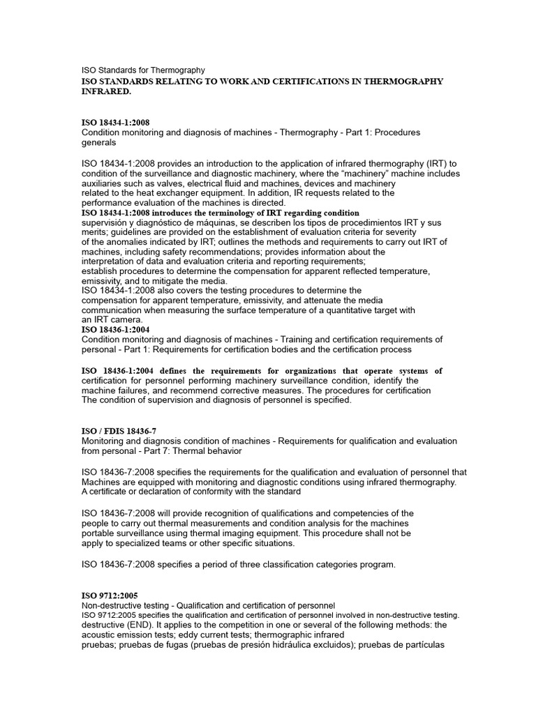 ISO Thermography Standards Overview | PDF | Thermography ...