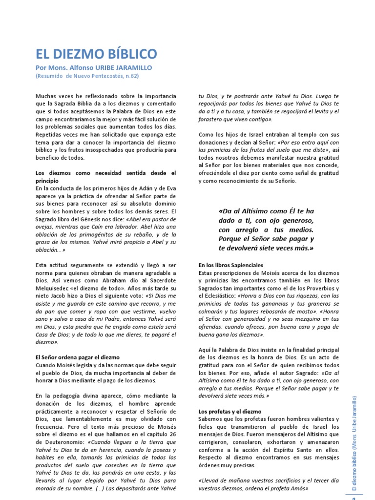 La importancia del diezmo bíblico | PDF | Cristo (título ...