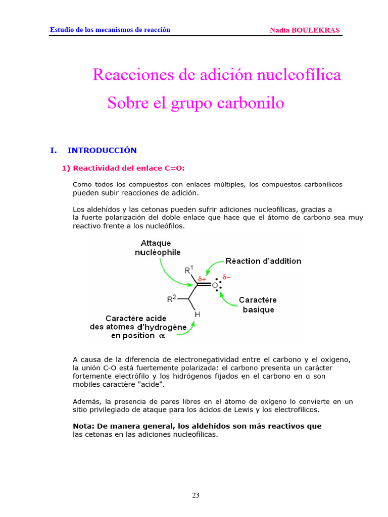 Nucleófilo de adición | PDF | Cetona | Sustancias químicas
