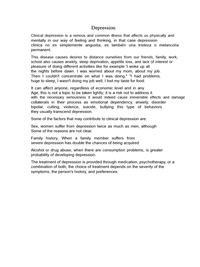 Depression: Clinical Depression Is A Serious and Common Illness That ...