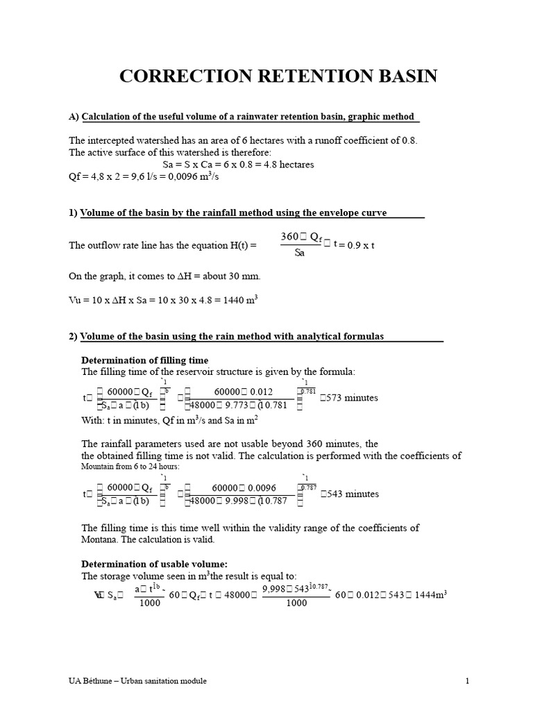 Rainwater Retention Basin Calculations | PDF | Drainage Basin ...