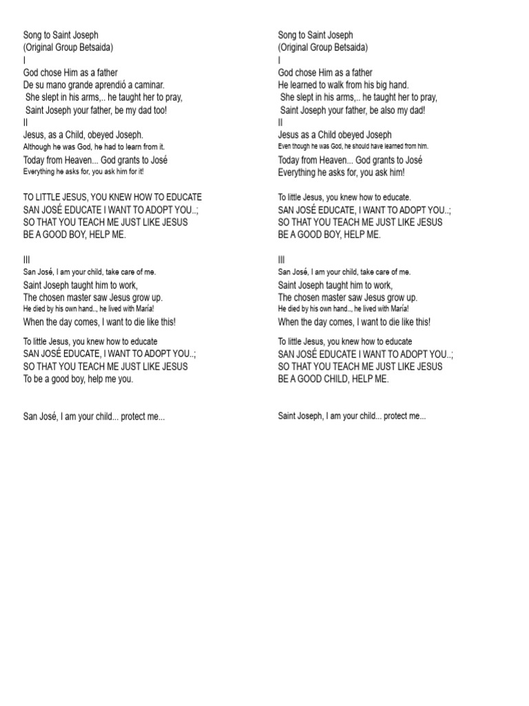 Song To Saint Joseph Inf | PDF