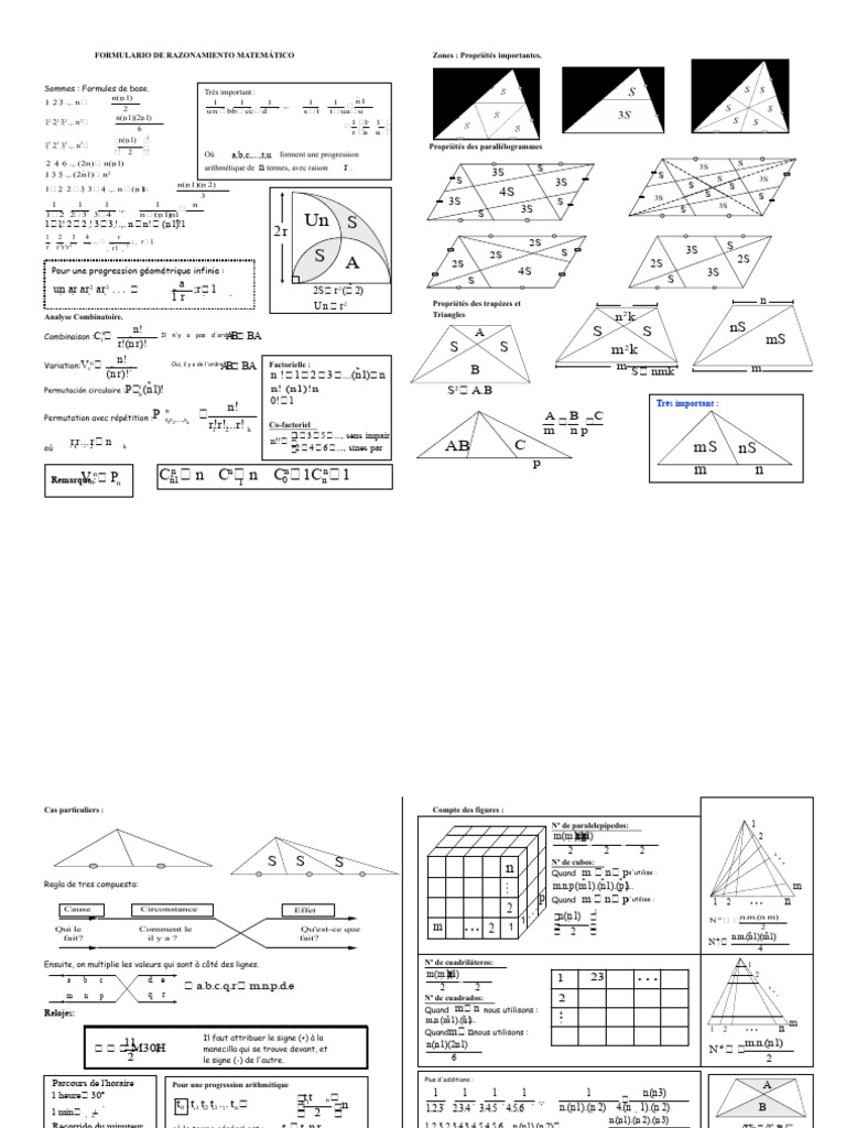 Propriétés et Formules Mathématiques | PDF | Combinatoire | Mathématiques