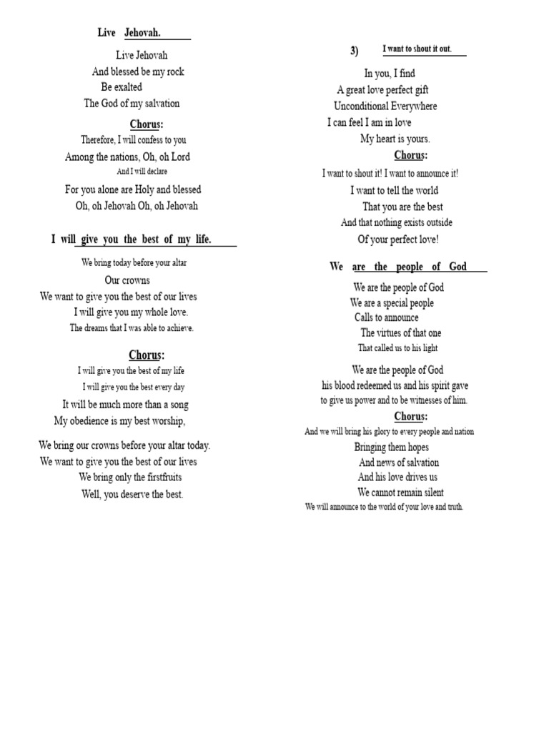 Songs!!!!!! | PDF | Glory (Religion) | Jesus