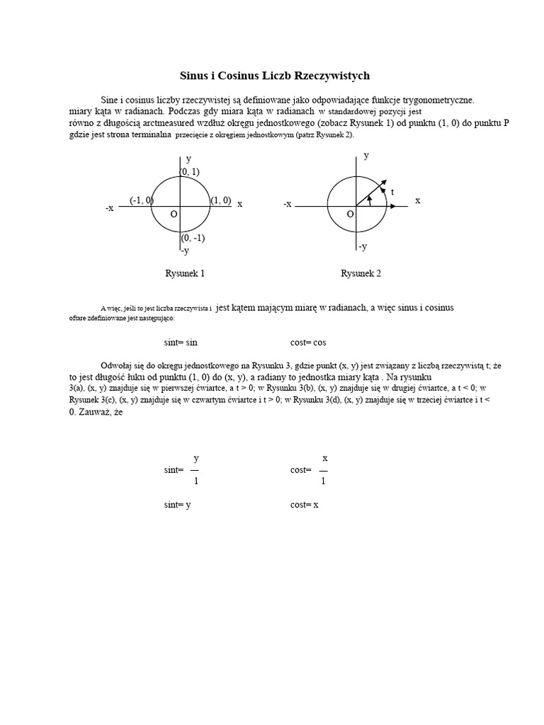 Sinus I Cosinus Liczb Rzeczywistych | PDF