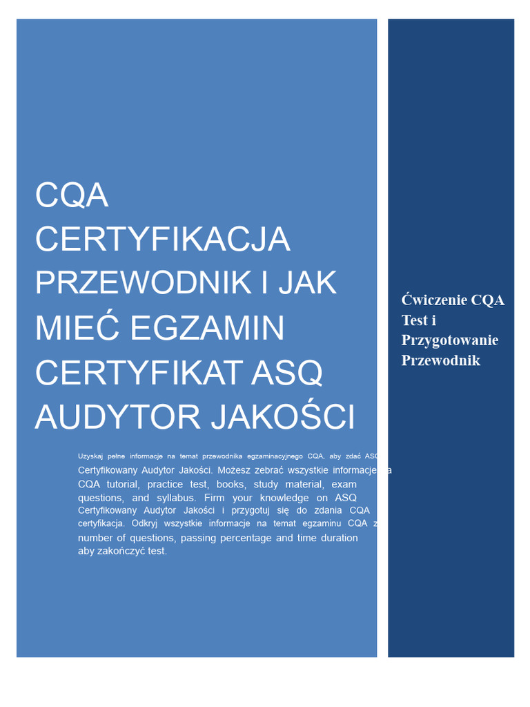 CQA Certification Guide I Jak Zdać PDF | PDF