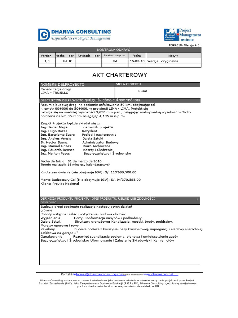 Karta Projektu | PDF