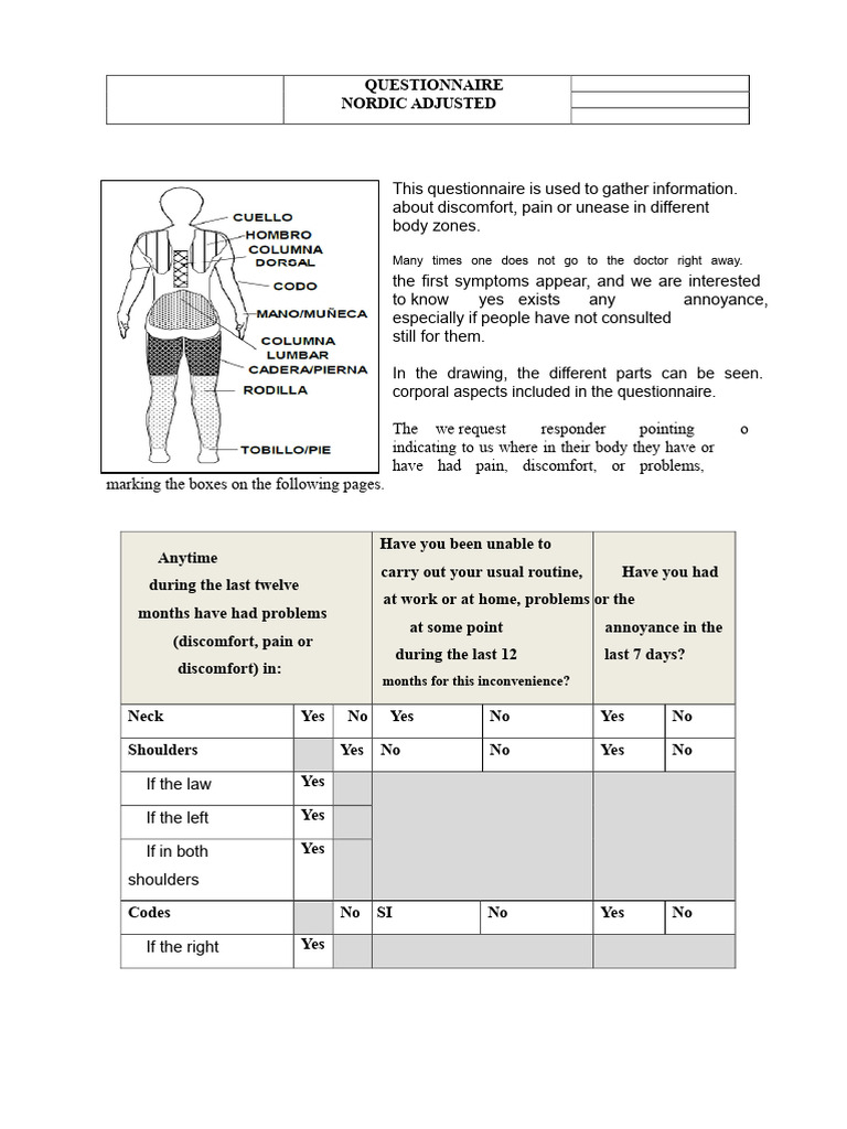 Annex 1. Nordic Questionnaire Survey | PDF | Questionnaire | Diseases ...