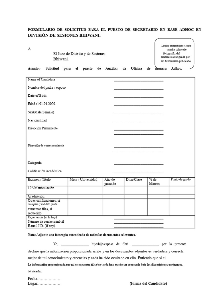 Formulario de Solicitud-Inglés - 0 | PDF