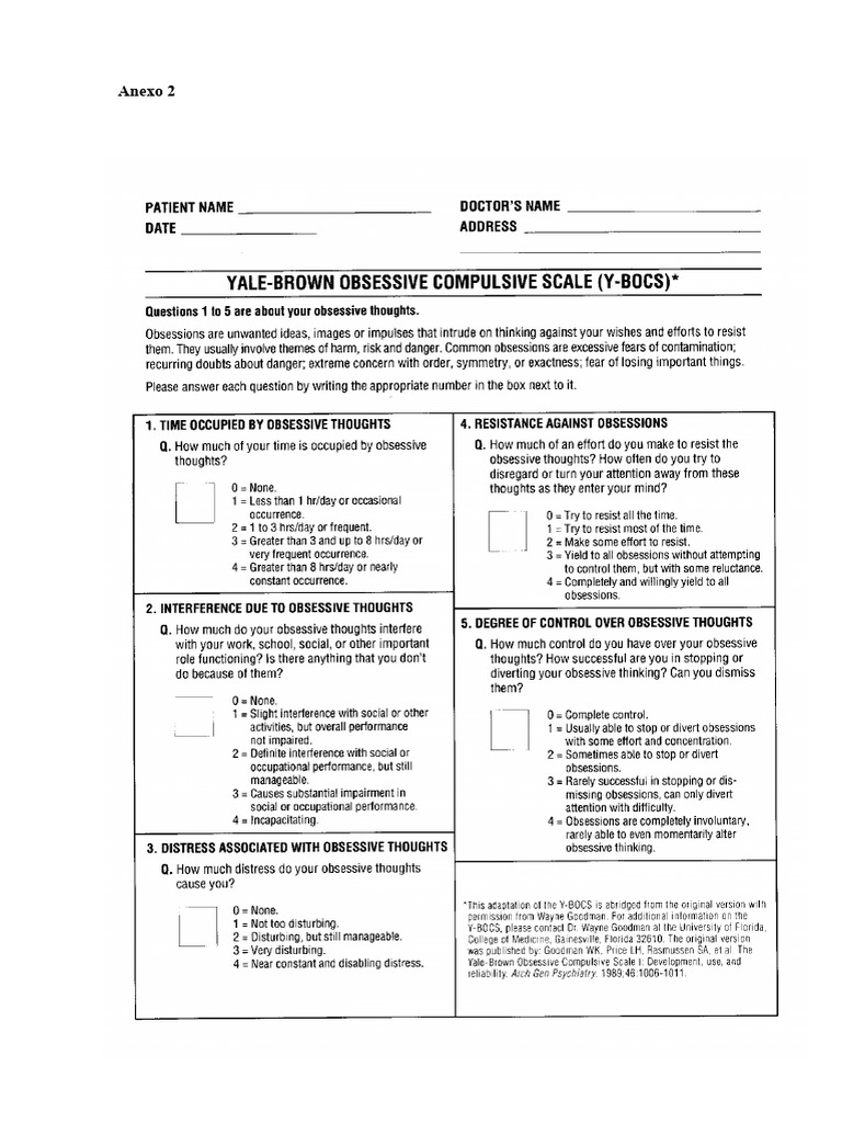 Escala de Obsessivo Compulsivo de Yale Brown 1 (3 Arquivos Mesclados ...