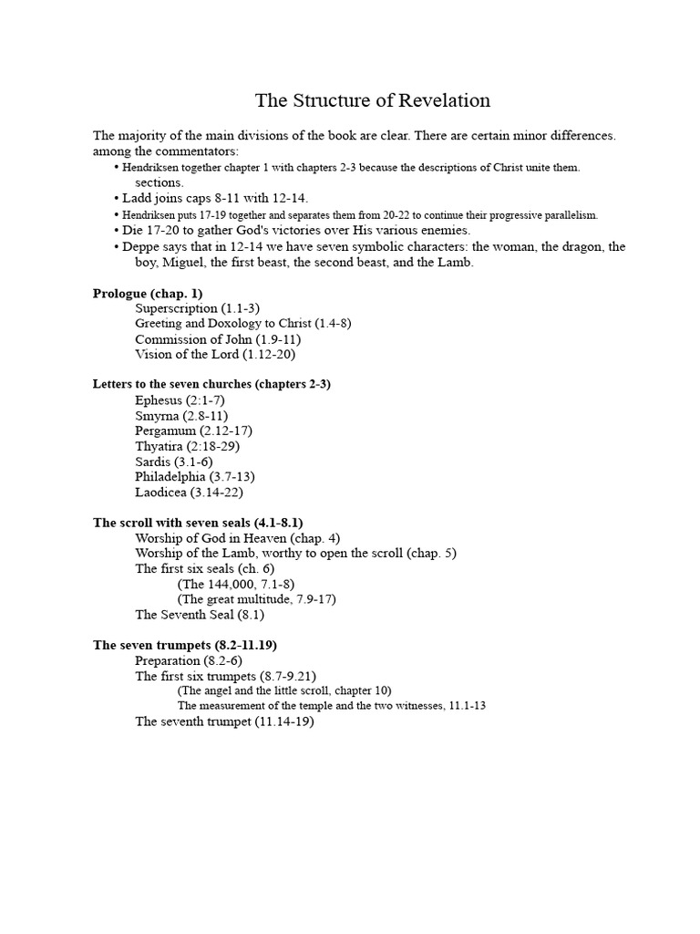 Structure of Apocalypse | PDF | Book Of Revelation | Christian Eschatology