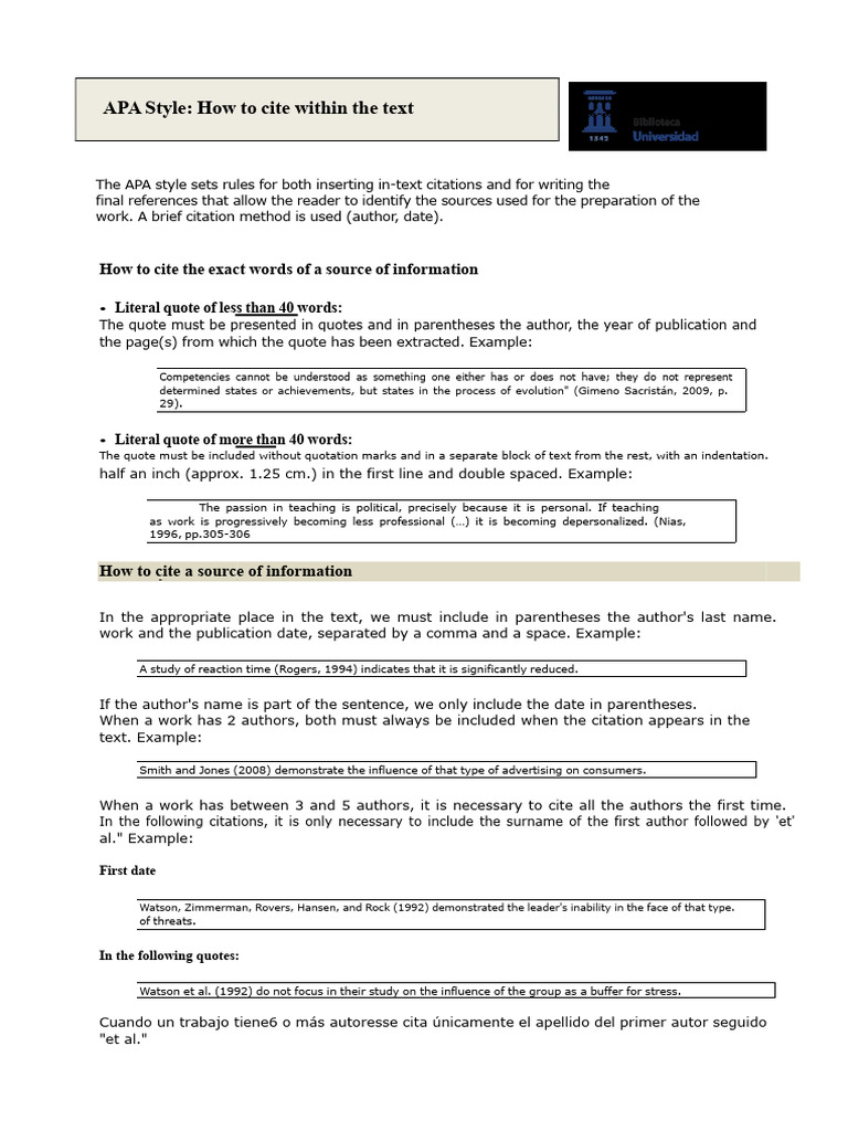 APA Style Summary | PDF | Apa Style | Citation