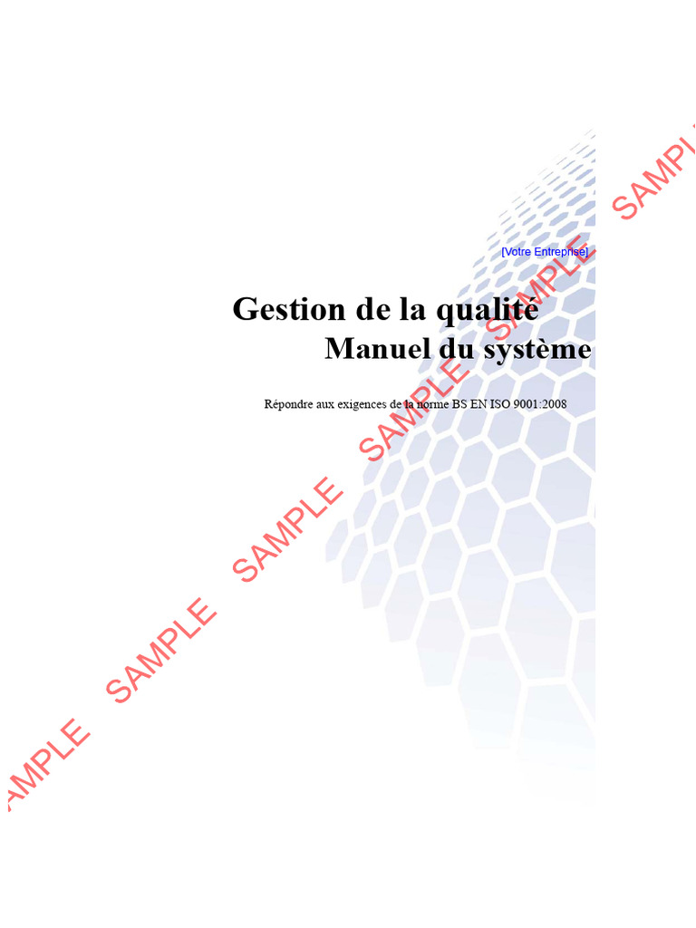 Manuel de Gestion de la Qualité ISO 9001 | PDF | Système de management ...