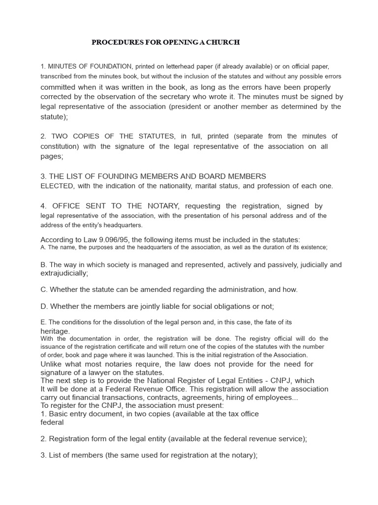 Procedures For Opening A Church | PDF | Taxes | Tax Exemption