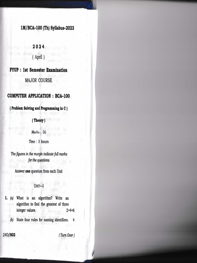 BCA 1st Semester 2024 (2) | PDF | Pointer (Computer Programming) | Computer Programming