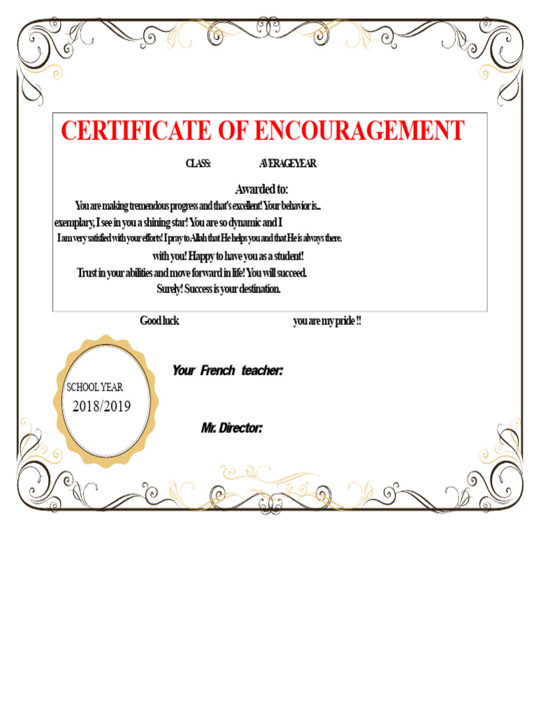 Certificate of Encouragement | PDF