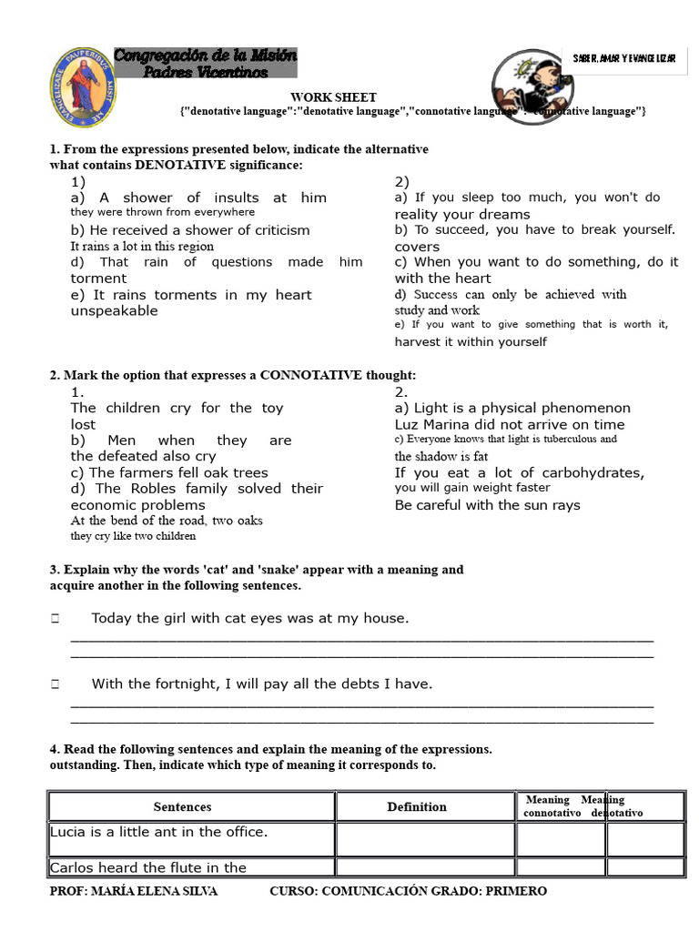 Denotative and Connotative Language | PDF
