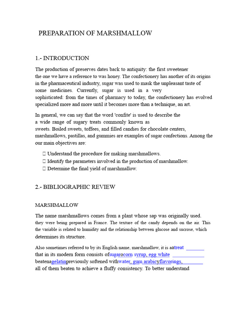 Preparation of Marshmallow | PDF | Marshmallow | Confectionery