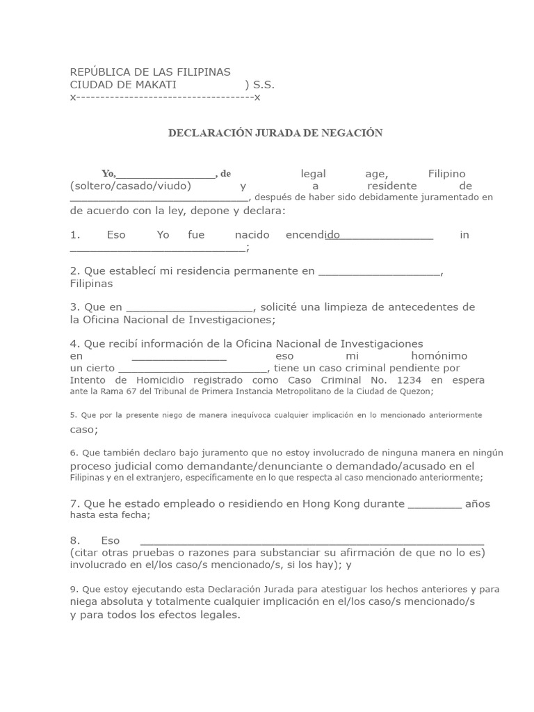 Modelo de Affidavit | PDF | Justicia | Crimen y violencia