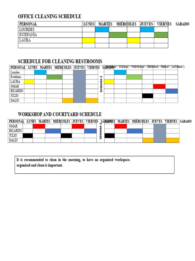 Office Cleaning Schedule Overview | PDF