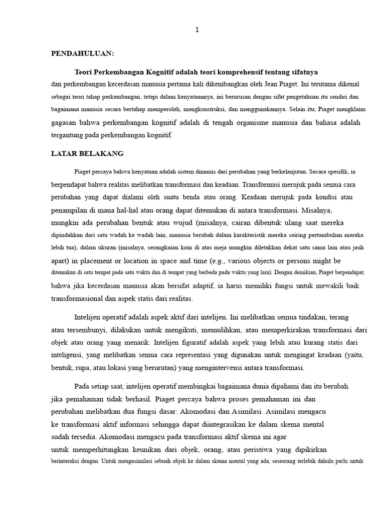 Tahap Motorik Sensorik Piaget | PDF