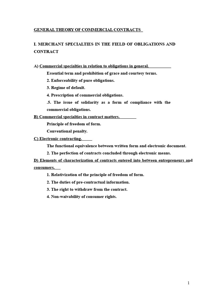 General Theory of Commercial Contracts | PDF | Annulment | Signature