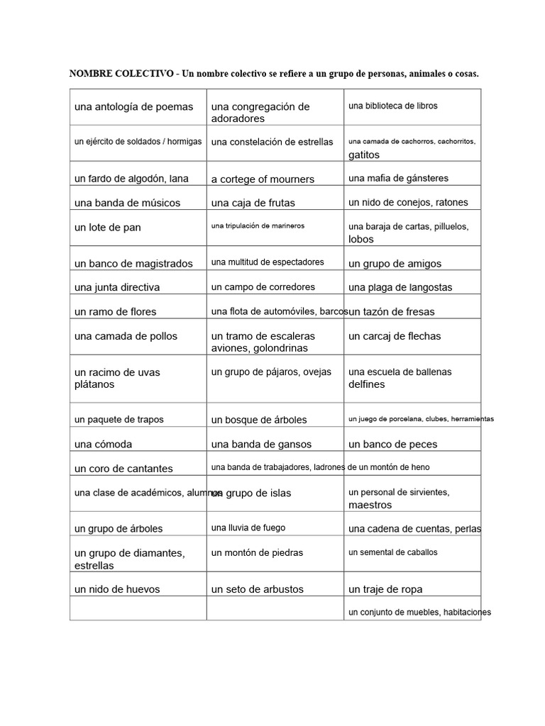Sustantivo Colectivo | PDF | Zoología
