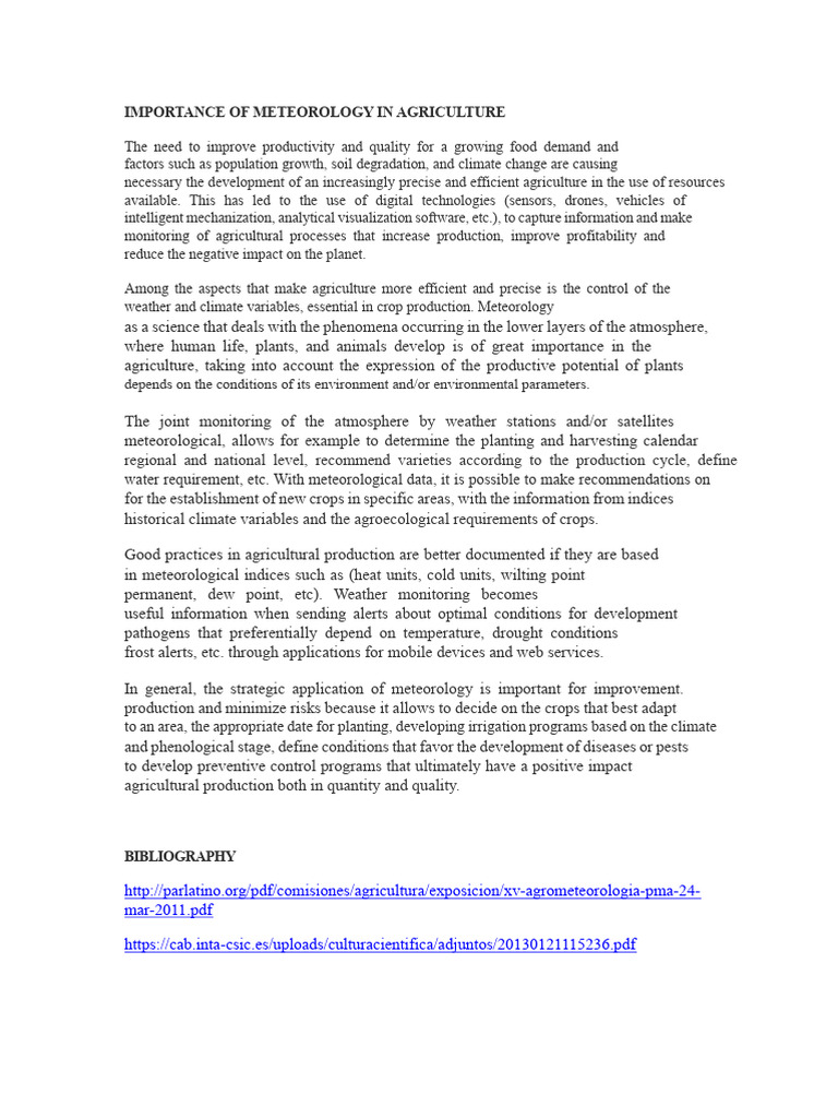 Importance of Meteorology in Agriculture | PDF | Agriculture | Meteorology