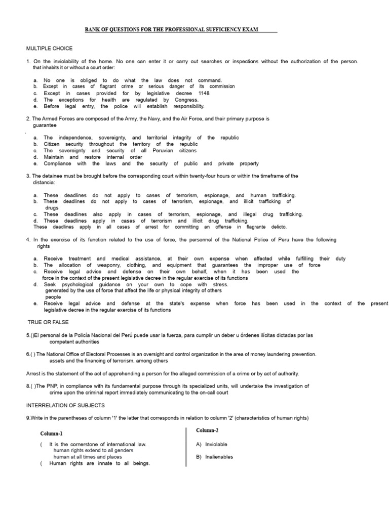 Professional Sufficiency Exam Questions | PDF | Logistics | Crimes