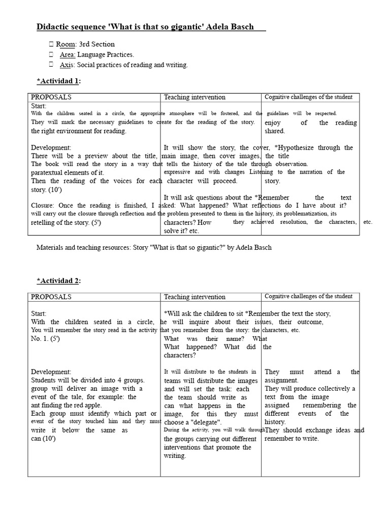 Didactic Sequence Adela Basch | PDF | Human Communication | Learning
