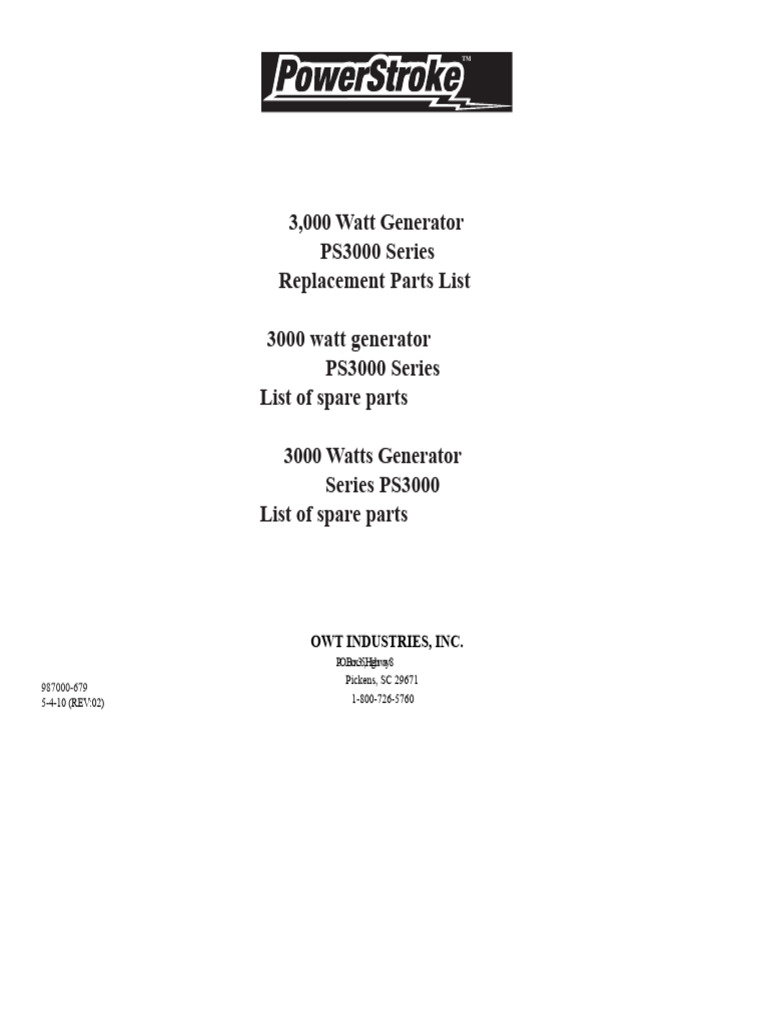 Ps 3000 Series Generator Power Stroke Breakdown | PDF | Screw | Machines