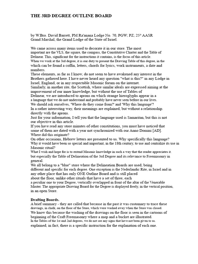 The Outline Board of The 3RD Degree | PDF | Freemasonry | Common Era