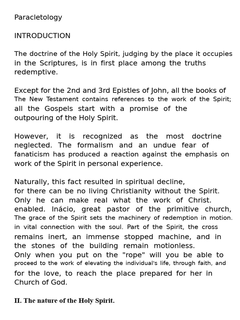 The Nature of The Holy Spirit | PDF | Jesus | Holy Spirit