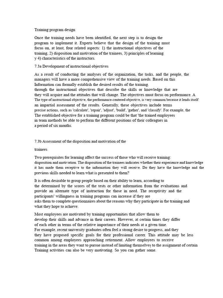 Training Program Design | PDF | Educational Technology | Learning