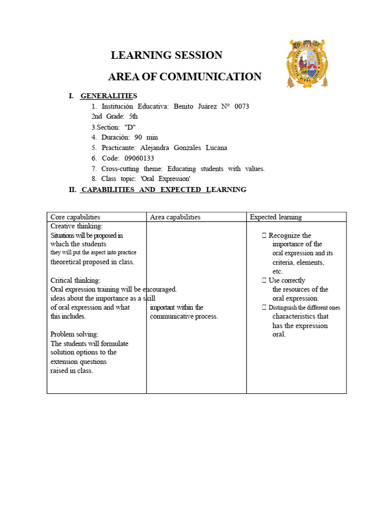 Learning Session THE ORAL EXPRESSION | PDF | Learning | Intelligence