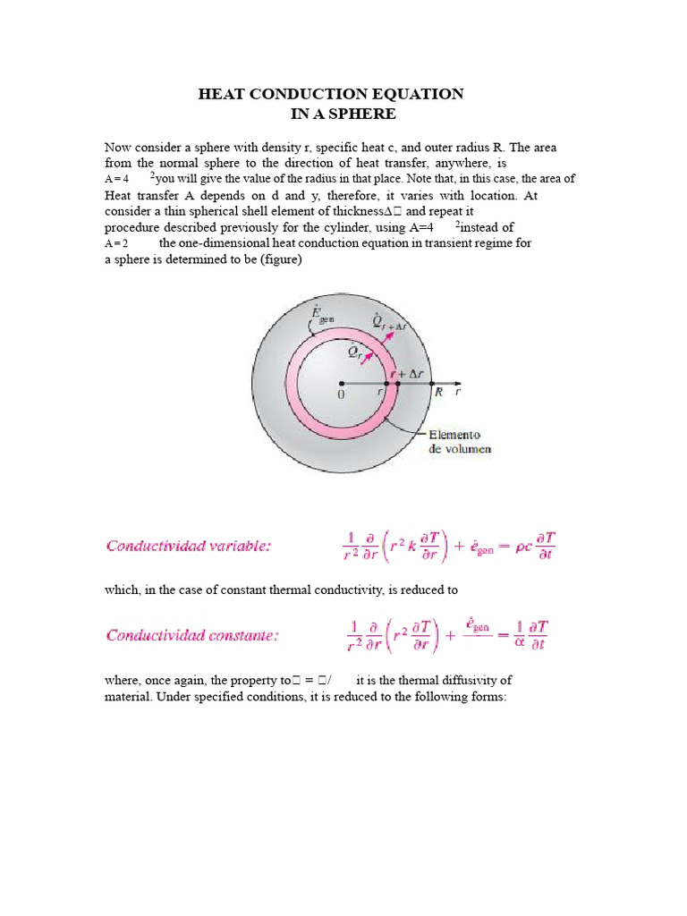 Heat Conduction in Spheres and Cylinders | PDF | Thermal Conduction ...