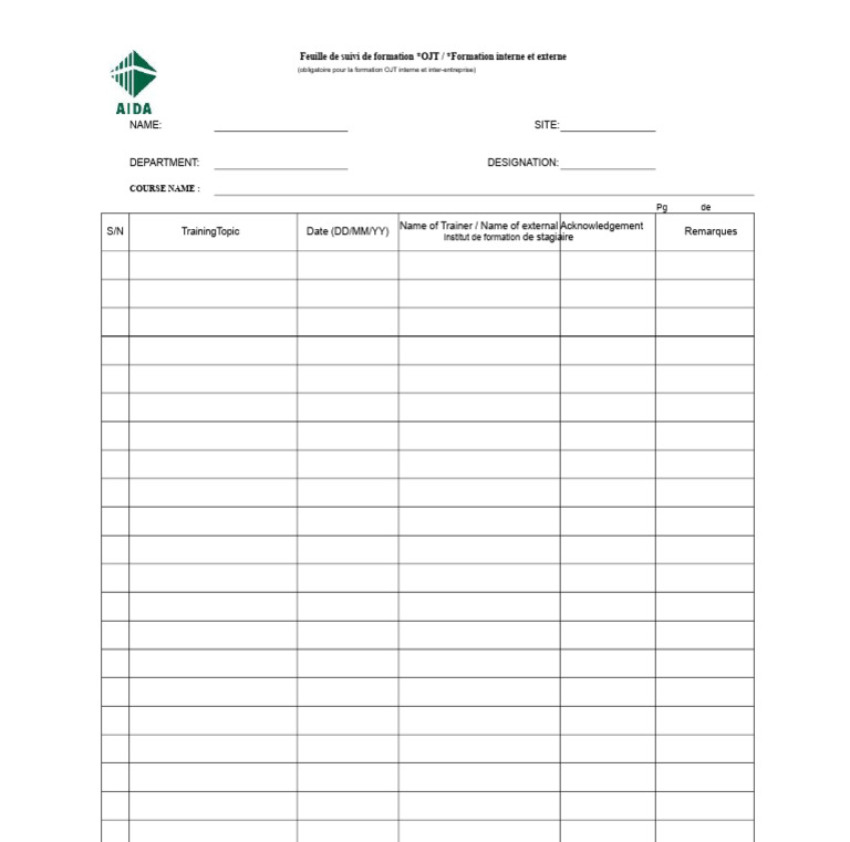 Suivi de Formation OJT et Interne | PDF