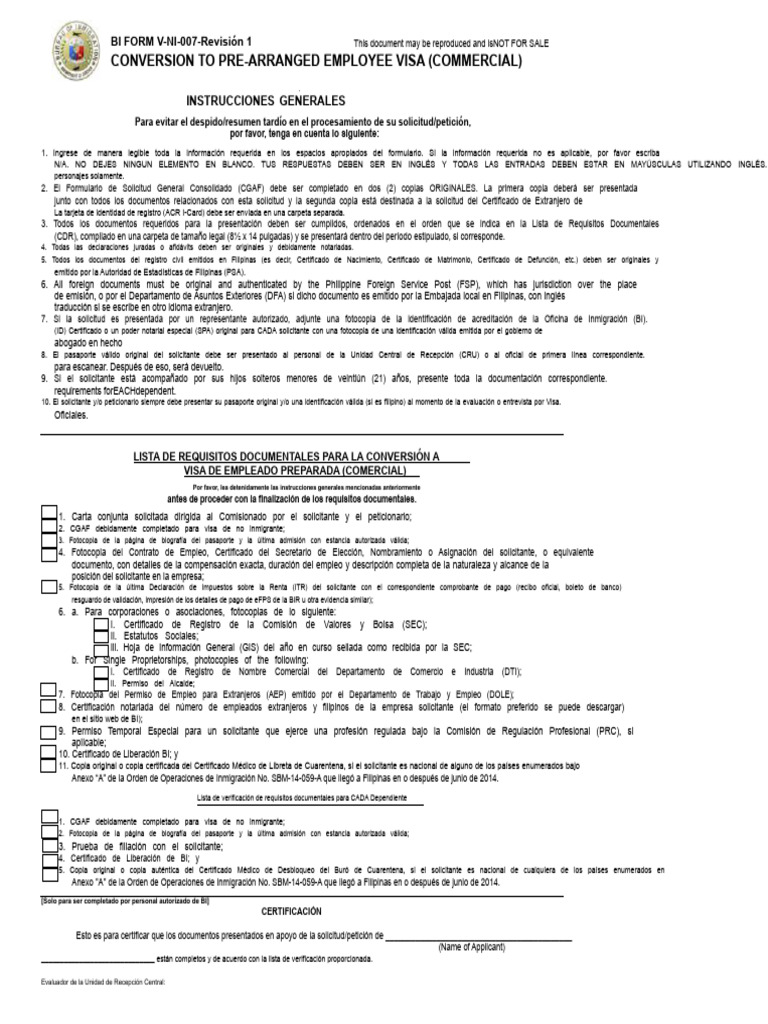 Bi Form V Ni 007 Rev 1 | PDF | Visa de viaje