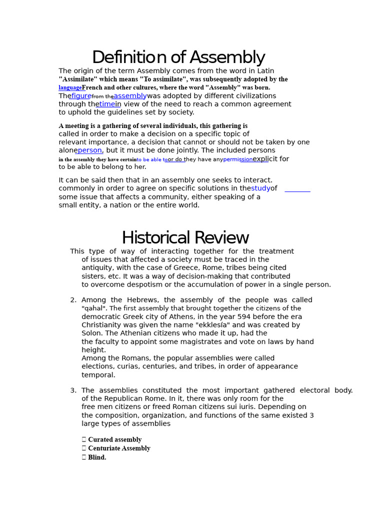 Definition of Assembly | PDF | Government