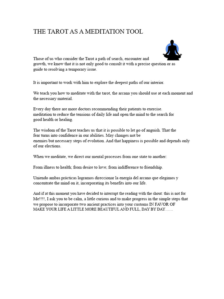 The Tarot As A Meditation Tool | PDF | Meditation | Mind