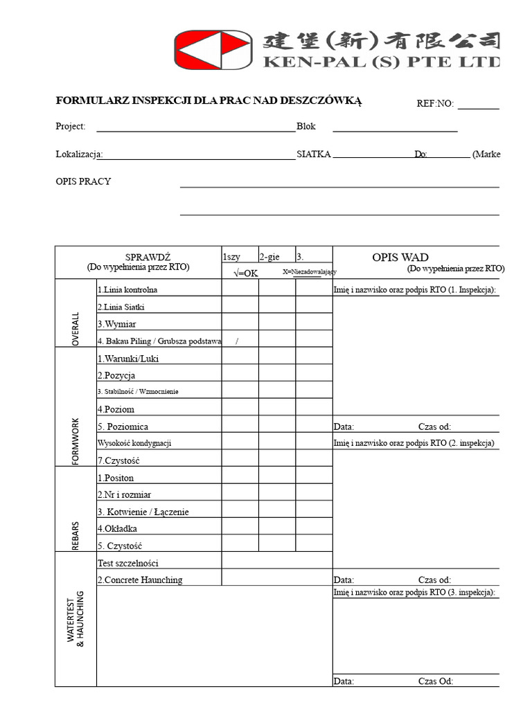 Formularz Inspekcji M&E TPN8C30 | PDF