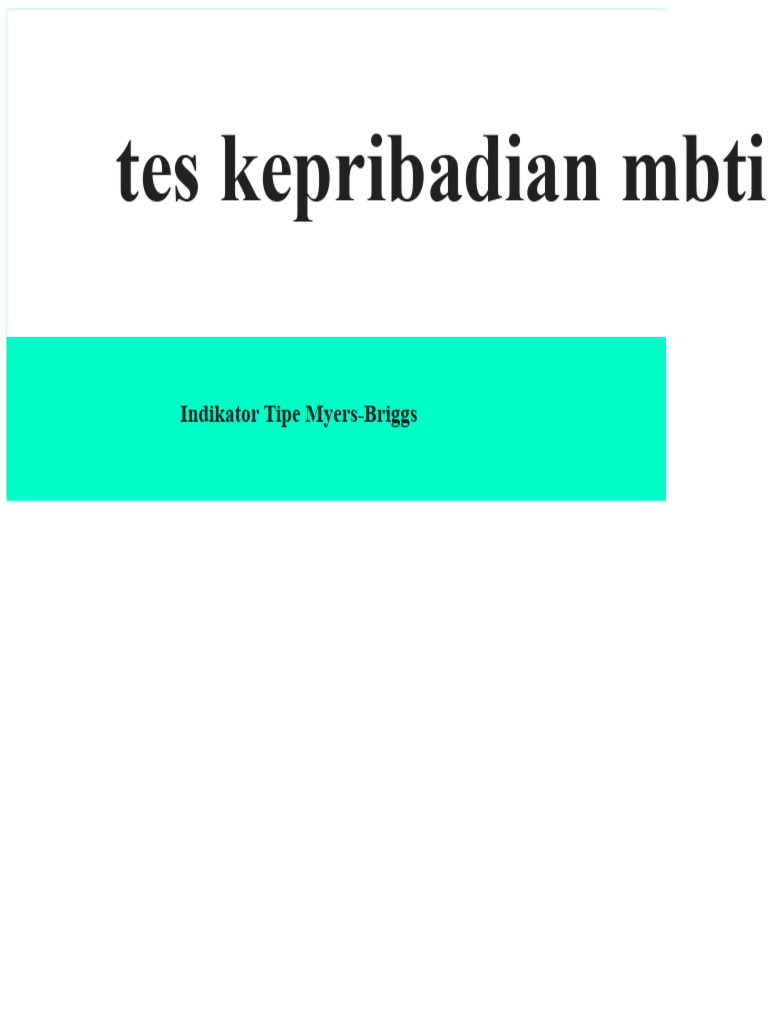 Panduan Lengkap Tipe Kepribadian MBTI | PDF