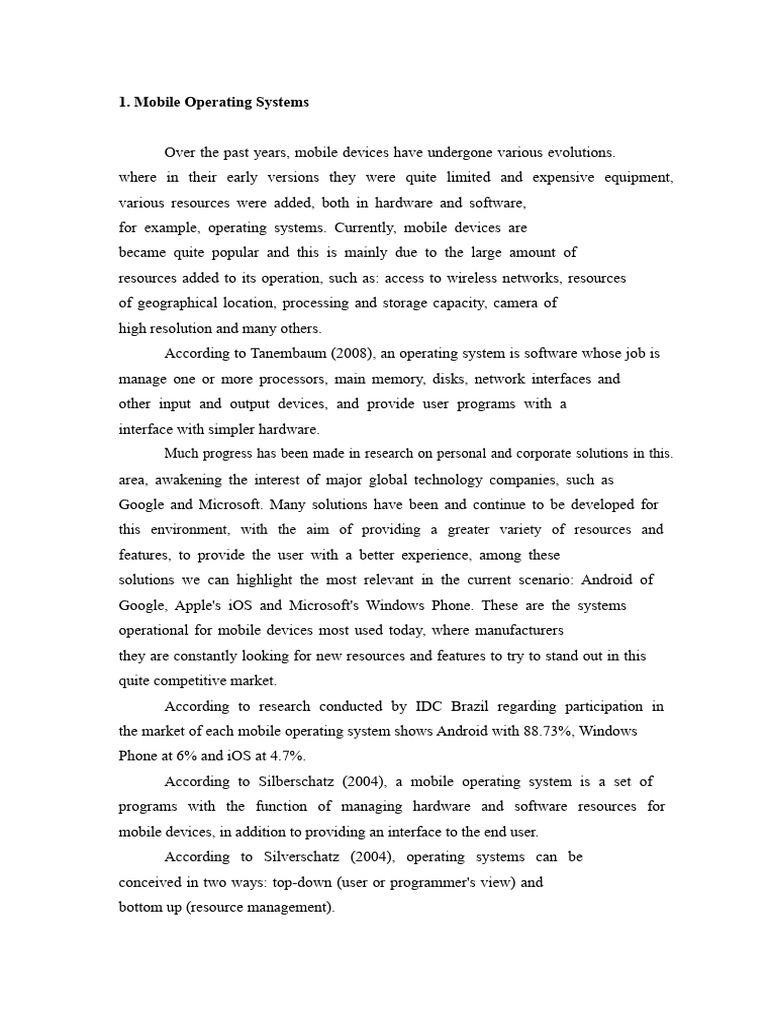 Mobile Operating Systems | PDF | Android (Operating System) | Operating ...