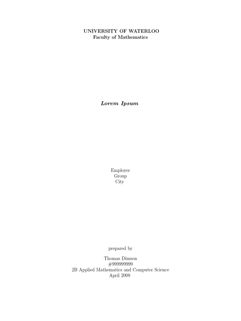 Lorem Ipsum: University of Waterloo Faculty of Mathematics | PDF