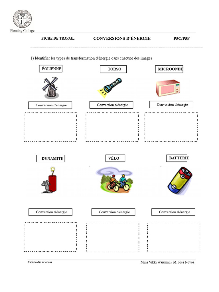 Transformations d'énergie et exemples | PDF