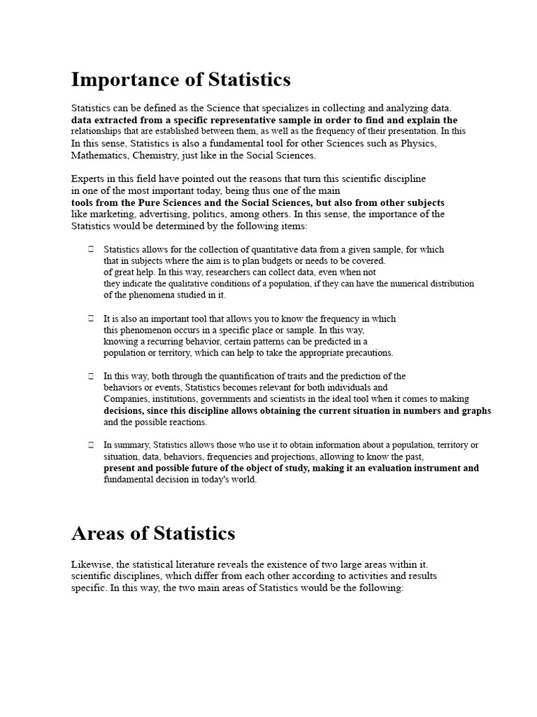 Importance of Statistics | PDF | Statistics | Science