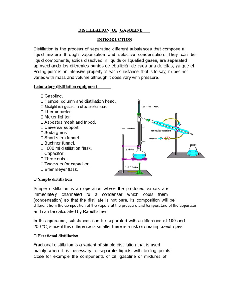 Distillation of Gasoline | PDF | Distillation | Gasoline