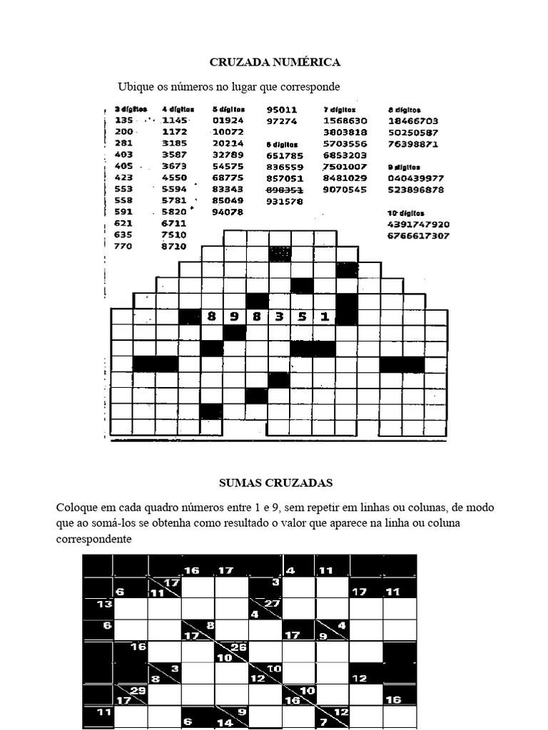 Desafio de Somas Cruzadas com Números | PDF