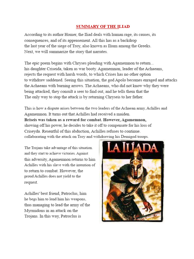 Summary of The Iliad | PDF | Hector | Iliad