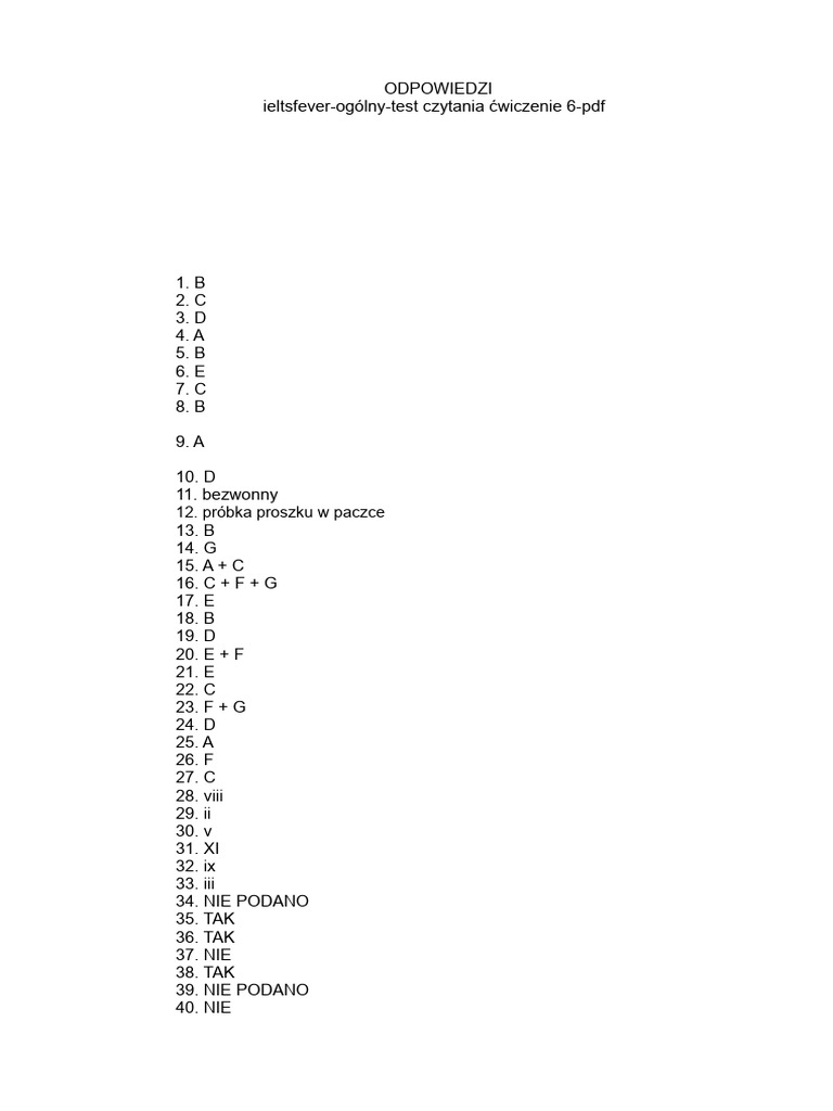 ANSWERS Ieltsfever General Reading Practice Test 6 PDF | PDF